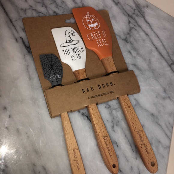 Rae Dunn | Kitchen | Rae Dunn Halloween Spatula Set Orange White Black ...
